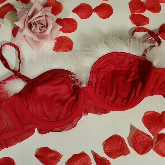 La SENZA | Intimates & Sleepwear | La Senza Red Sequin White Fur Pushup ...